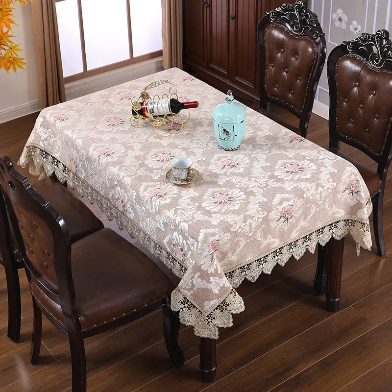 American Red Lace Tablecloths Jacquard Wedding Tea Coffee Dining Round ...