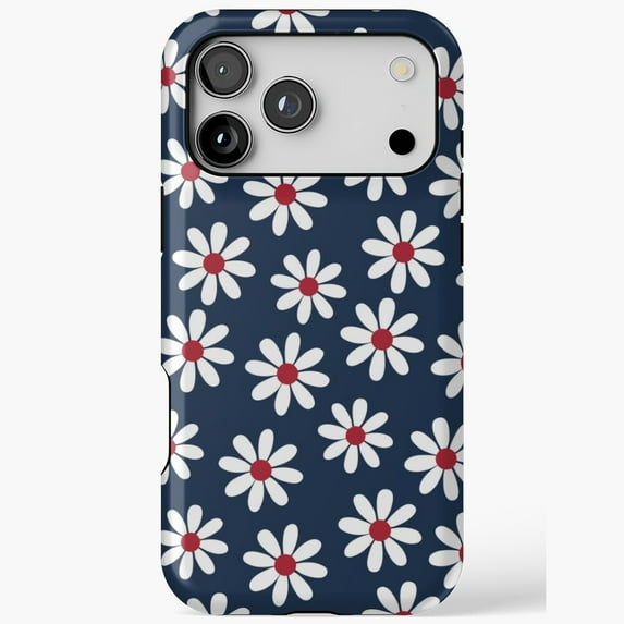 American Red White Blue Daisies Pattern iPhone Case 11 to 17 Pro Max ...