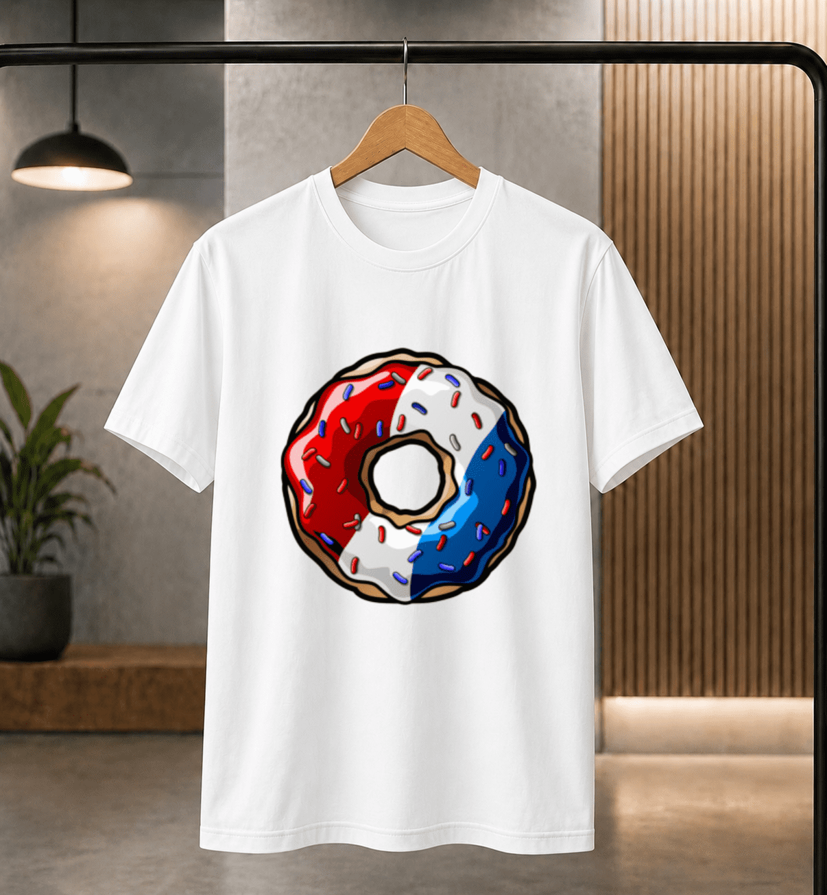 American Red White Blue Frosted Topped Donut Patriotic Unisex T-Shirt ...
