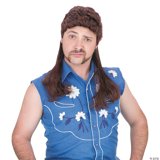 American Redneck Super Mullet Brunette Wig Hillbilly Adult Costume ...