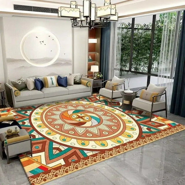American Retro Carpets Living Room Washable Bohemian Carpet Bedroom ...