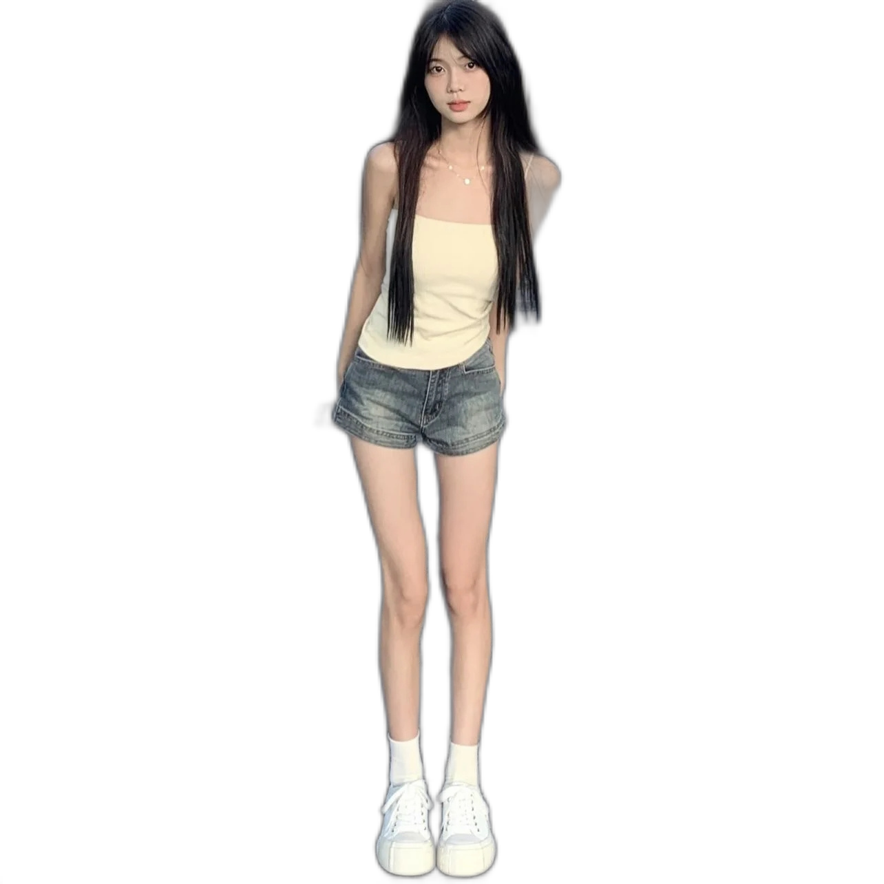 American Retro Denim Shorts In Summer High Waist Elasticity, Thin Small ...