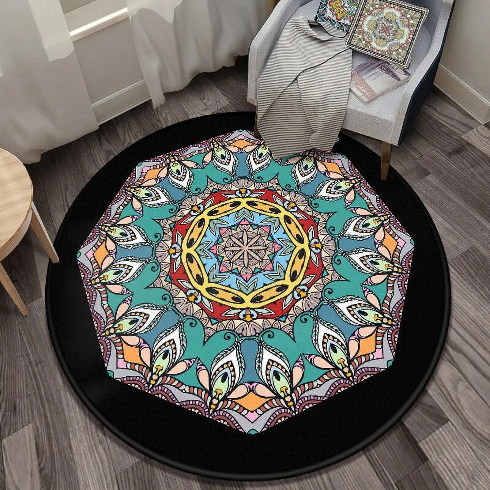 American Retro Ethnic Style Bohemian Round Carpet Home Bedroom Bedside ...