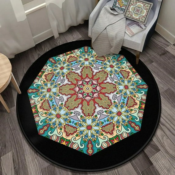 American Retro Ethnic Style Bohemian Round Carpet Home Bedroom Bedside ...