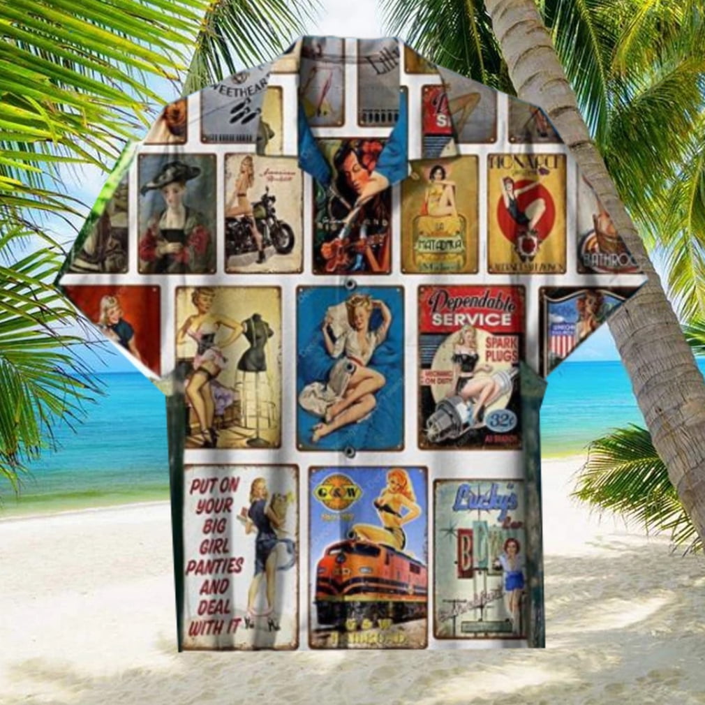 American Retro Poster Lady Girl Hawaiian Shirt Impressive Gift title ...