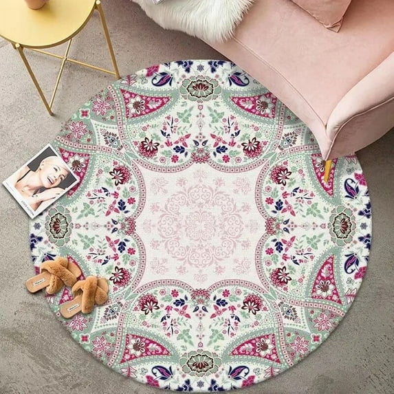 American Retro Round Carpets Home Bedroom Bedside Non-slip Living Room ...