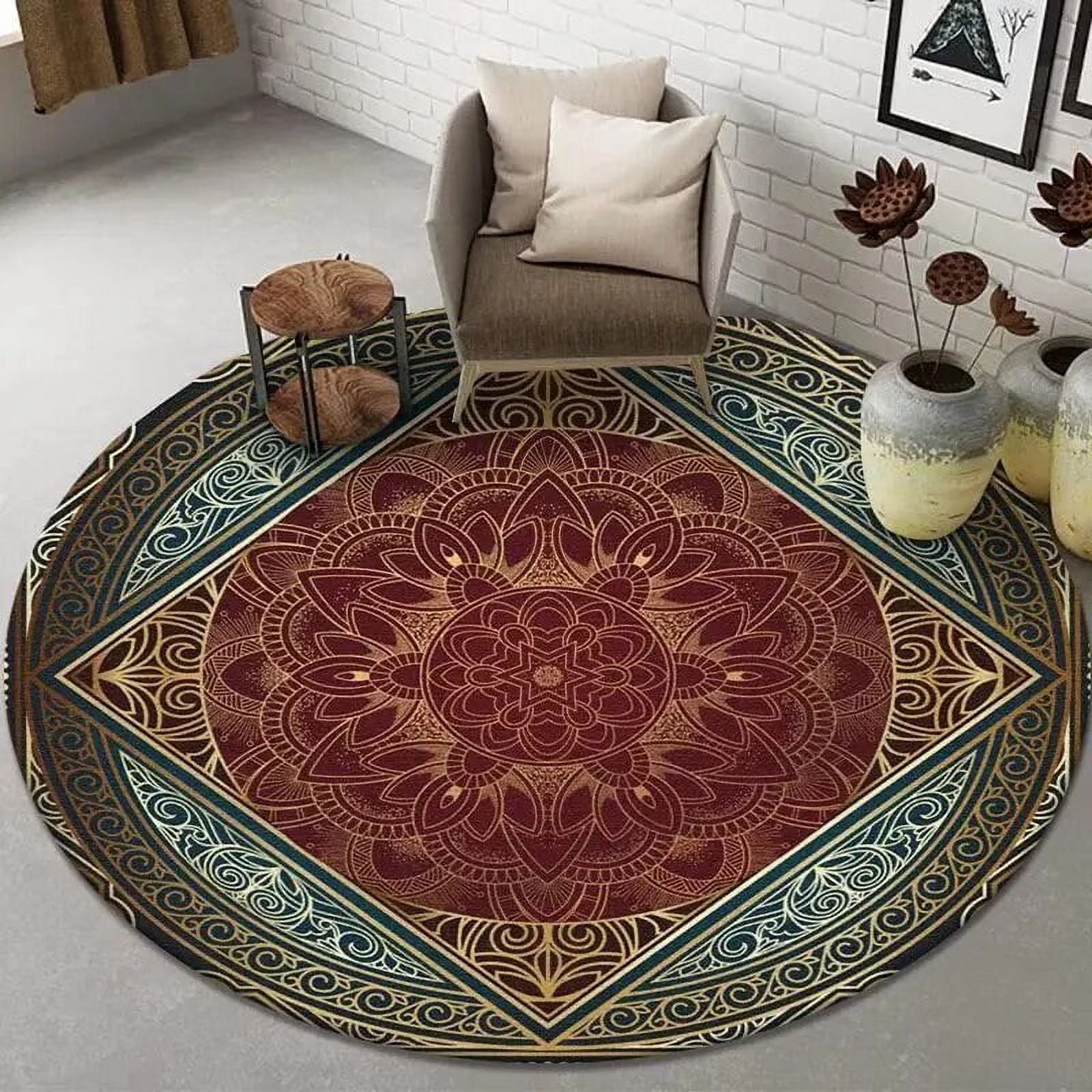 American Retro Round Carpets Home Bedroom Bedside Non-slip Living Room ...