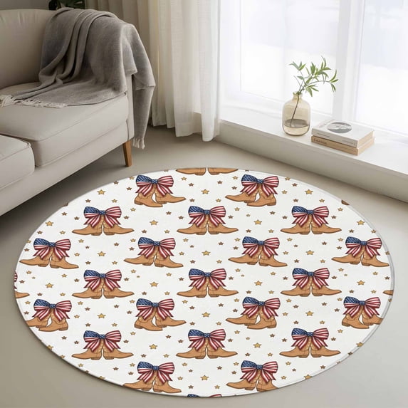 American Retro Style 3' Round Rug for Bathroom Accent Bedside Corner ...