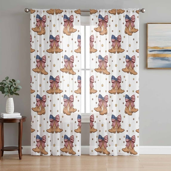 American Retro Style Sheer Curtains for Living Room Bedroom, Western ...