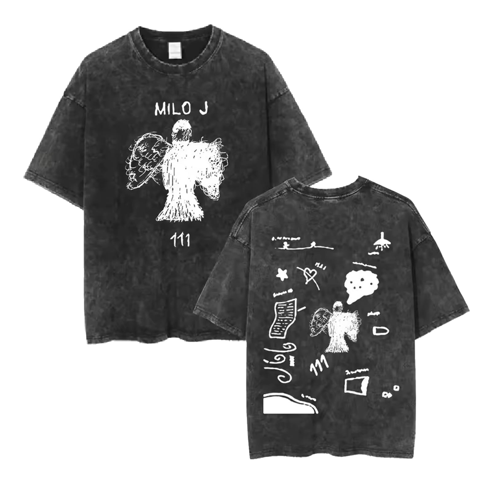 American Retro Washed T-shirt Rapper Milo J 111 Graphic T-shirt Short ...