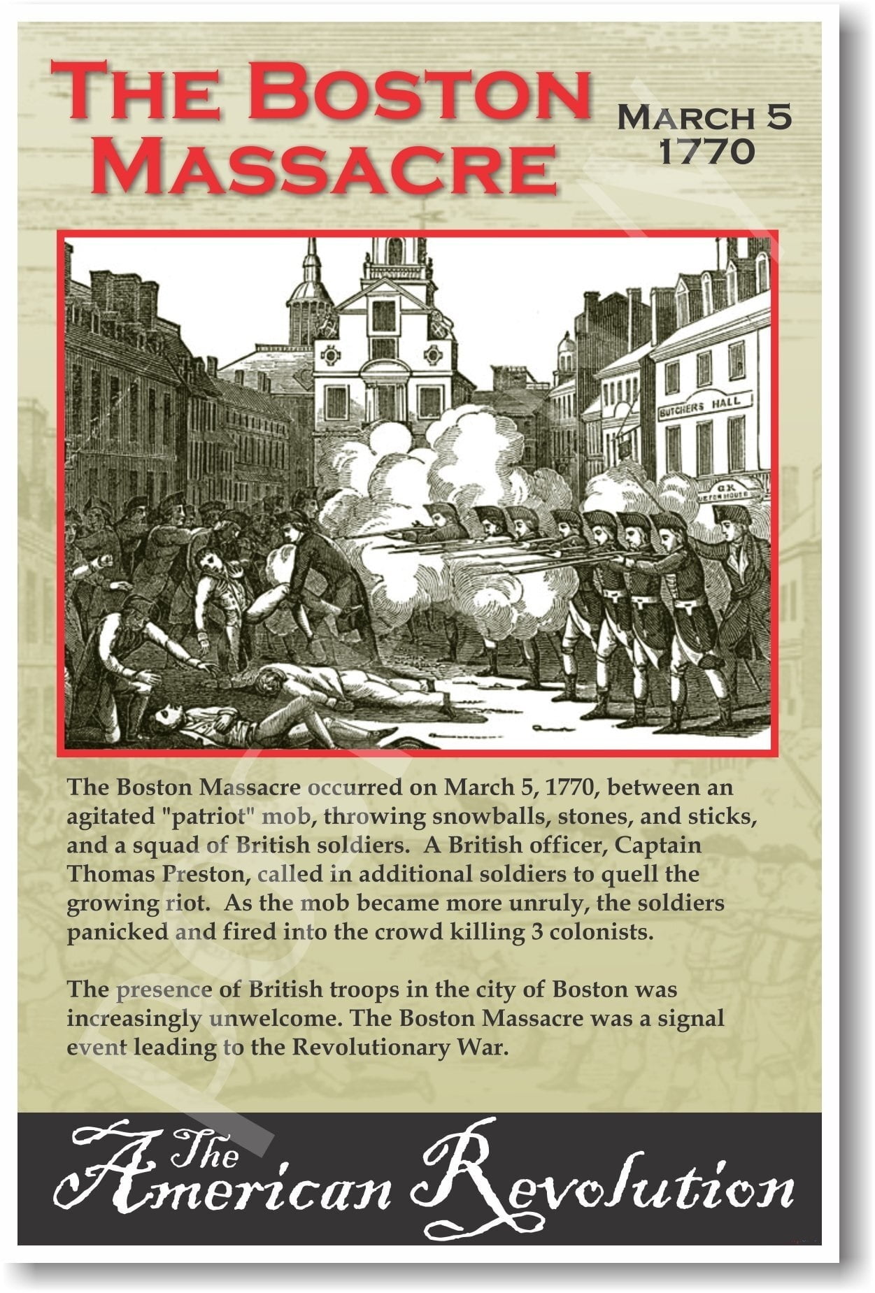 American Revolution: The Boston Massacre - Classroom Poster - Walmart.com