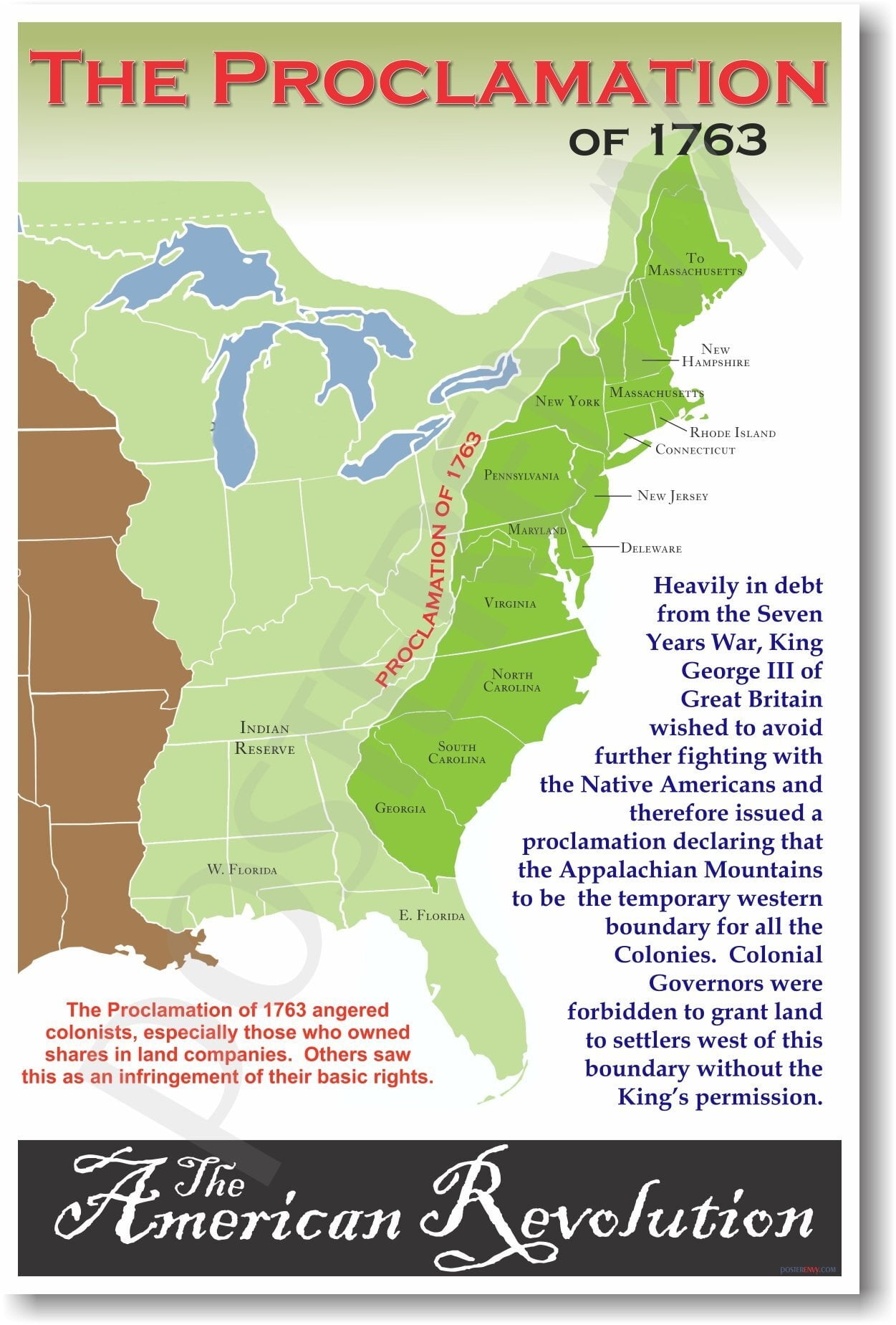 American Revolution: The Proclamation of 1763 - Classroom Poster ...