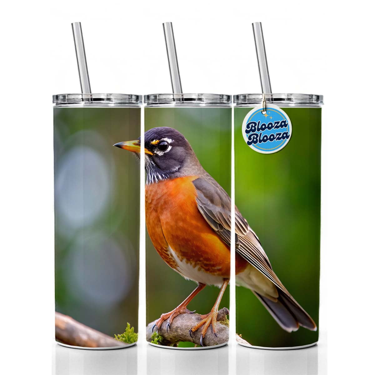 American Robin Backyard Bird 20oz Insulated Water Bottle Skinny Tumbler ...