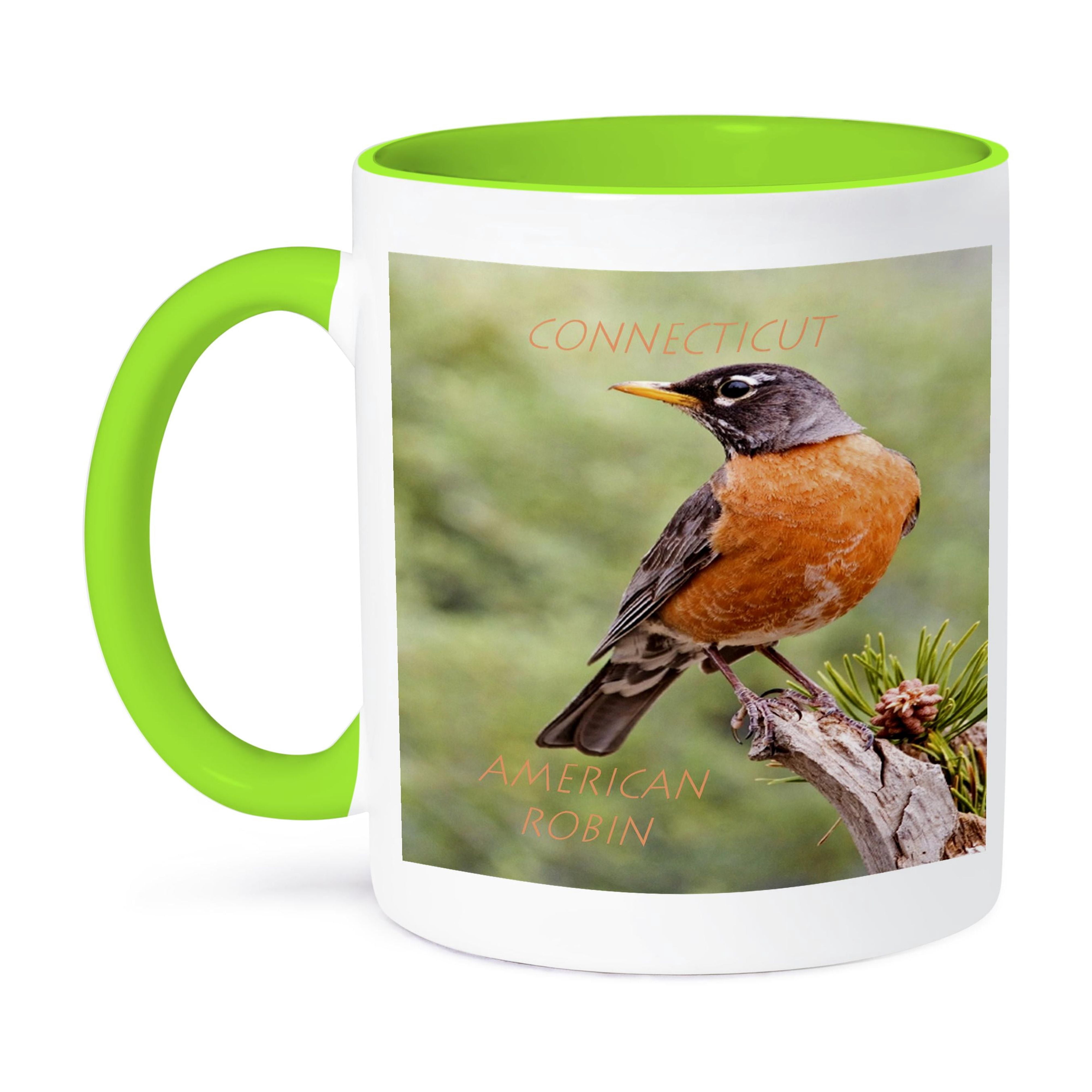 3dRose, American Robin State Bird Of Connecticut, 15oz Two-Tone Green ...