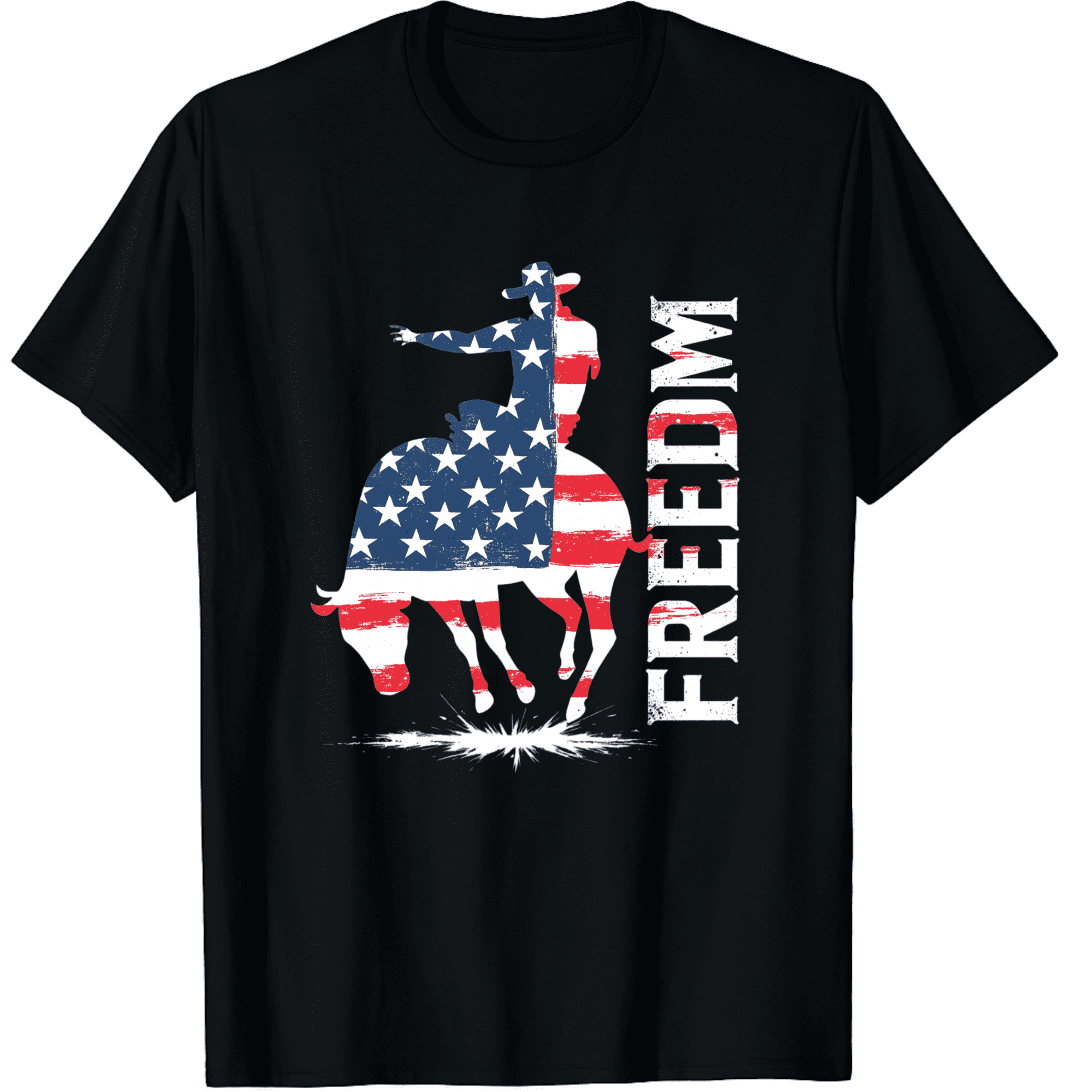 American Rodeo Bull Riding Retro Grunge USA Vintage Flag Graphic Black ...