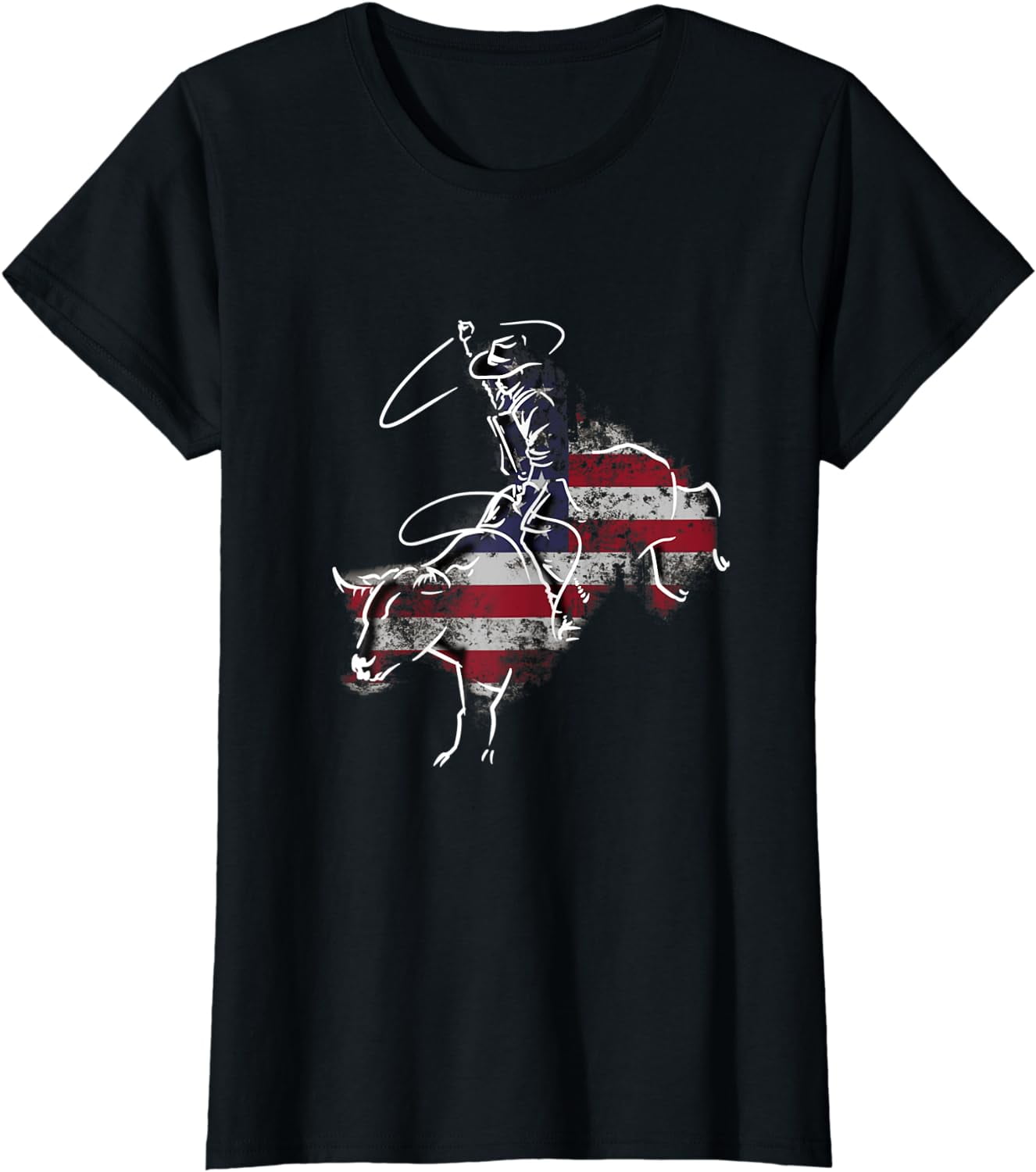 American Rodeo Bull riding Retro grunge USA Vintage Flag T-Shirt ...