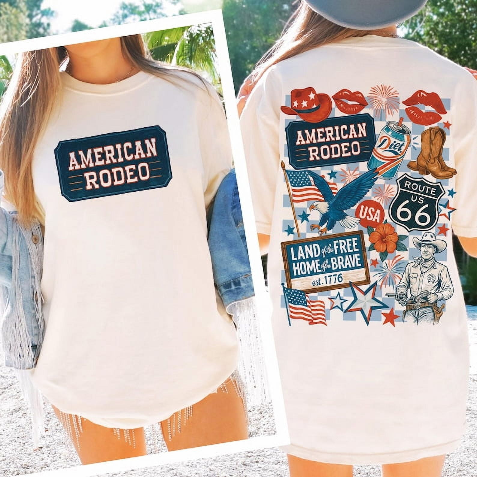 American Rodeo Shirt, 4th of July Western Vintage Sweatshirt, Retro ...