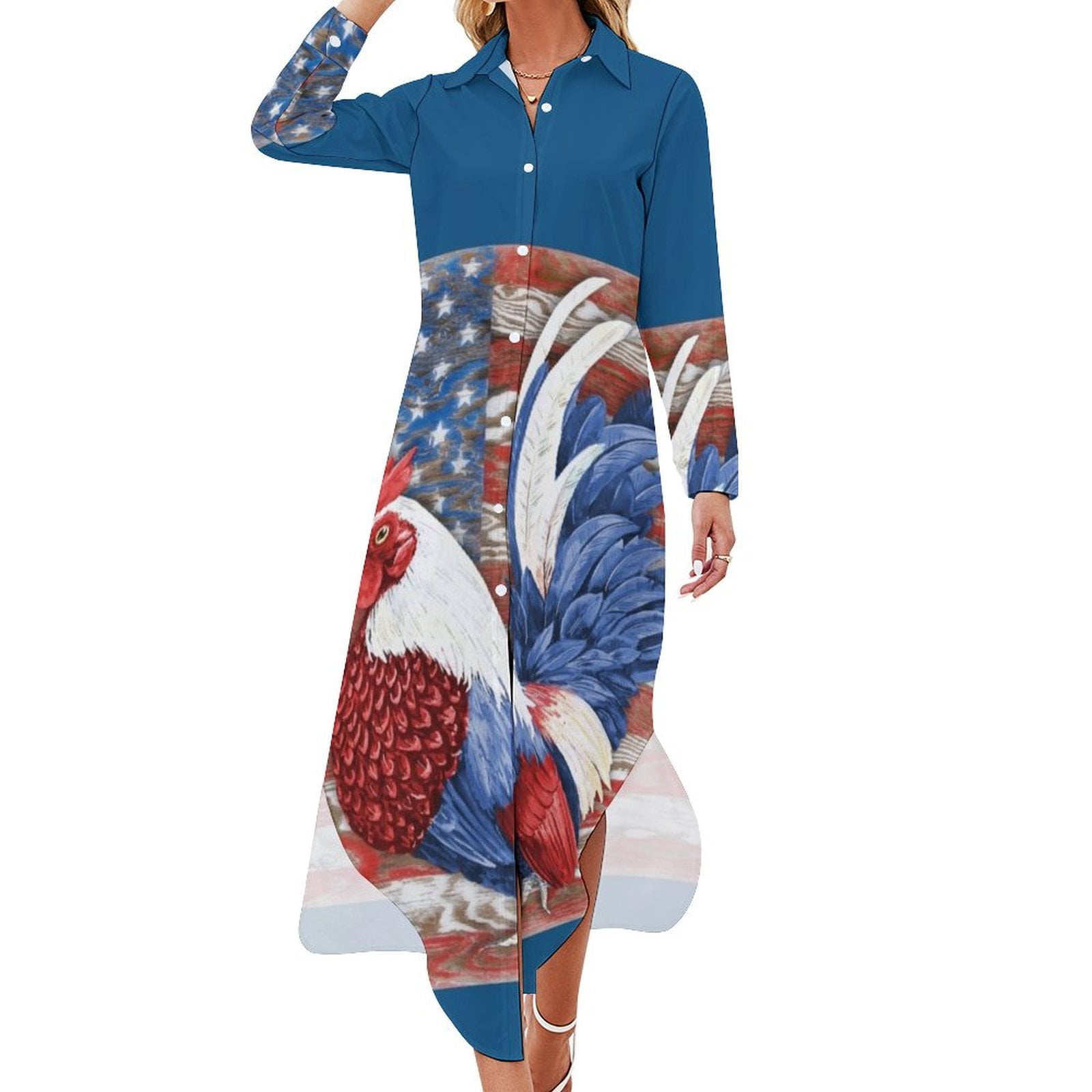 American Rooster A2 Long Sleeved Shirt Dress party dress women elegant ...