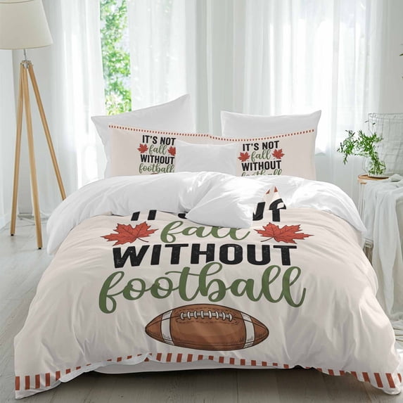 American Rugby Duvet Cover Set King Size, Fall Maple Leaf Brown Ruble ...