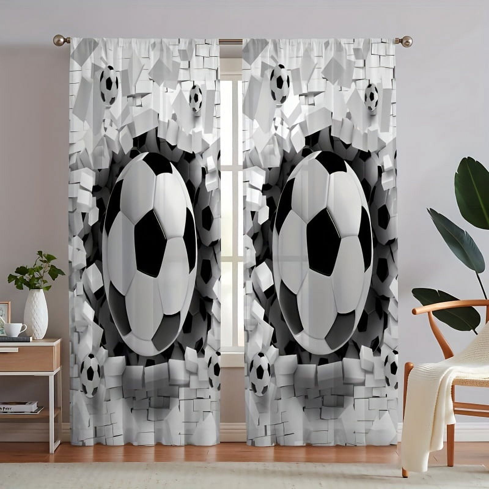 American Rugby Football Basketball Spaorts Boy Kid's Window Curtains ...
