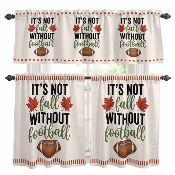 American Rugby Kitchen Curtains Set for Windows, Fall Maple Leaf Brown ...