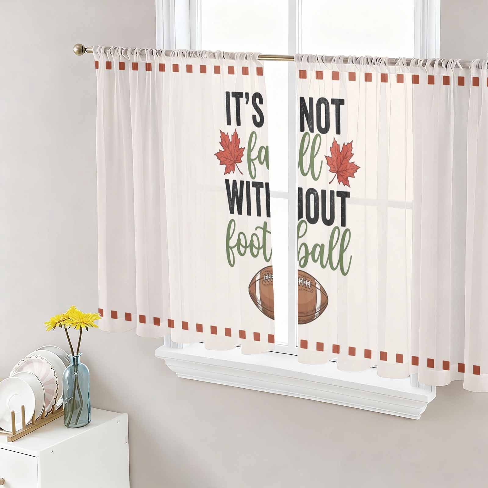 American Rugby Sheer Curtains for Living Room Bedroom Fall Maple Leaves ...