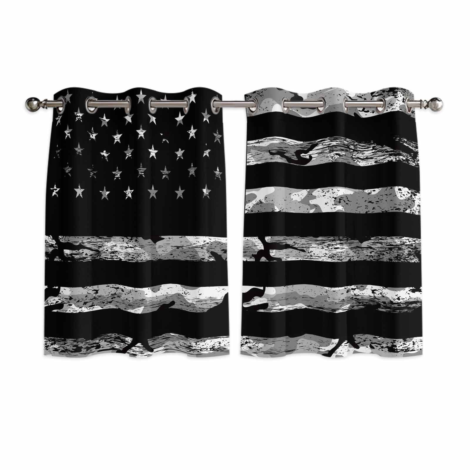 American Rustic Flag Kitchen Curtains Short 54 Inch Length ...