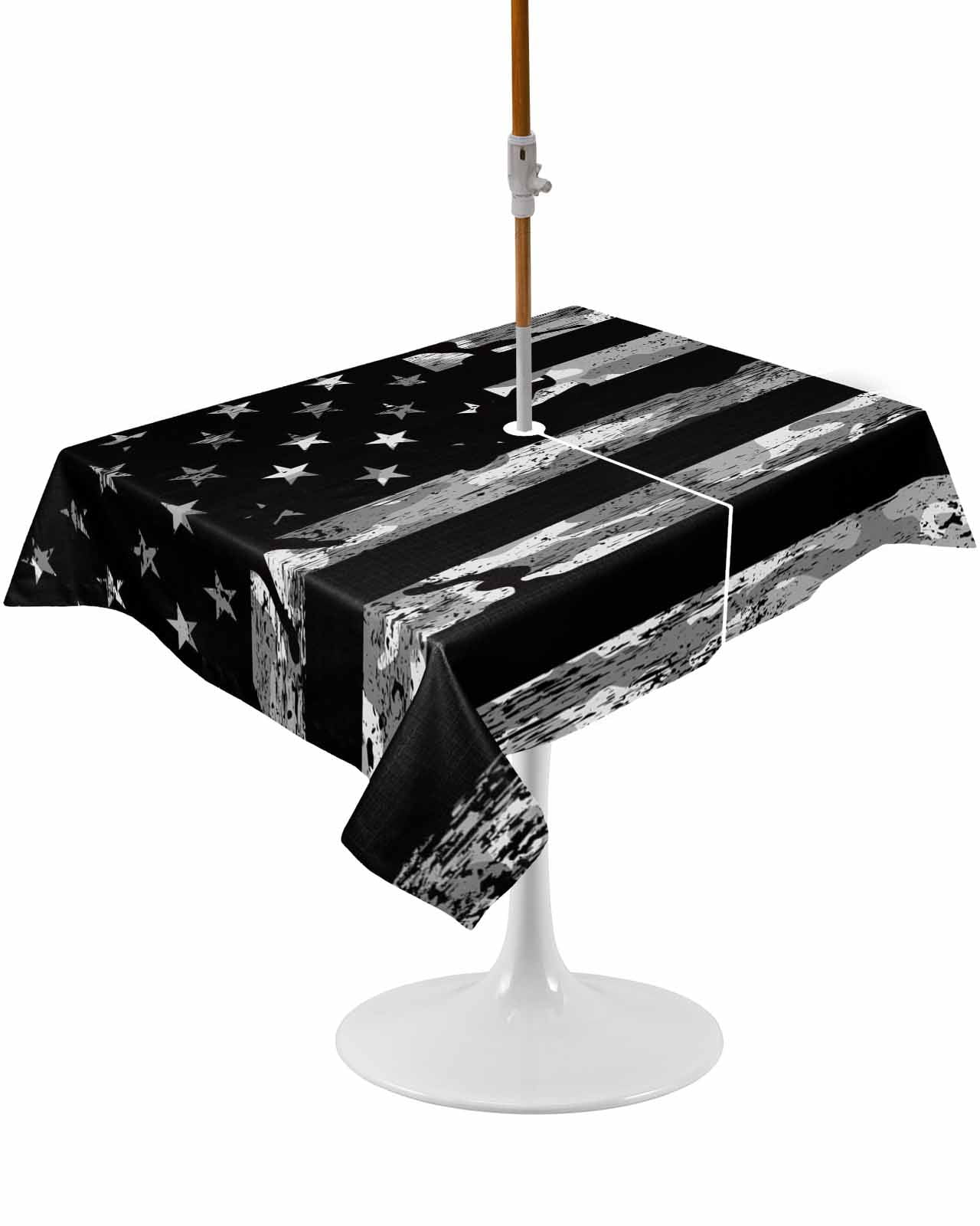 American Rustic Flag, Rectangle Outdoor Tablecloth, Waterproof Table ...