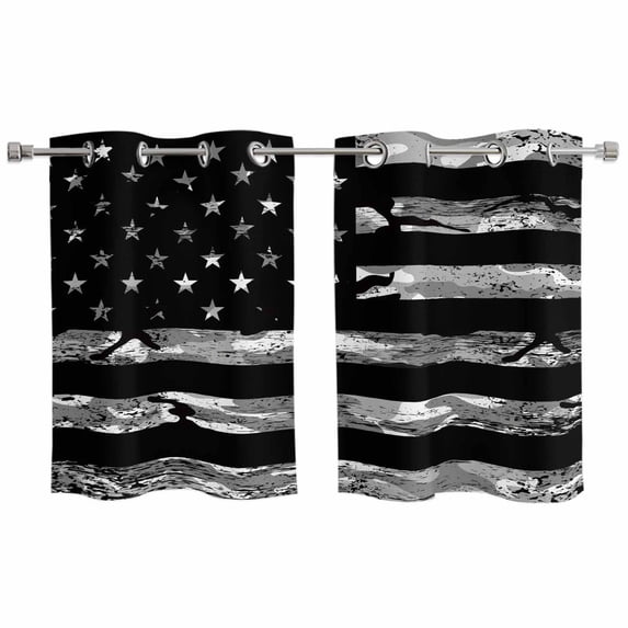 American Rustic Flag Window Curtains Panels with Silver Grommet ...