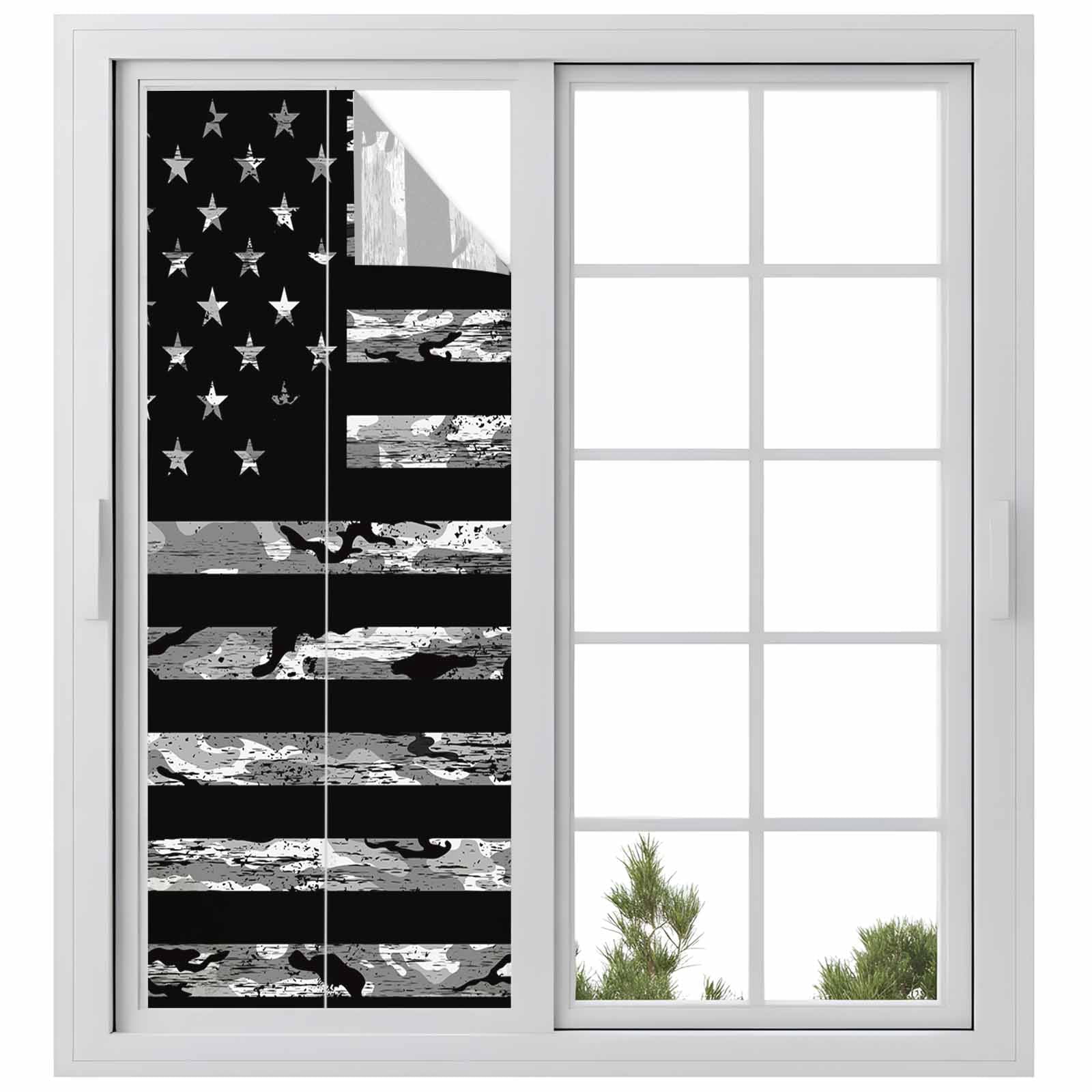 American Rustic Flag Window Privacy Film, Independence Day USA Star ...