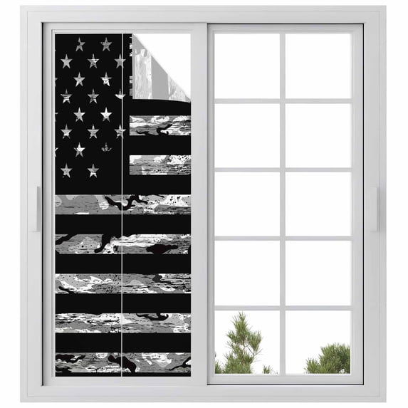 American Rustic Flag Window Privacy Film, Independence Day USA Star ...