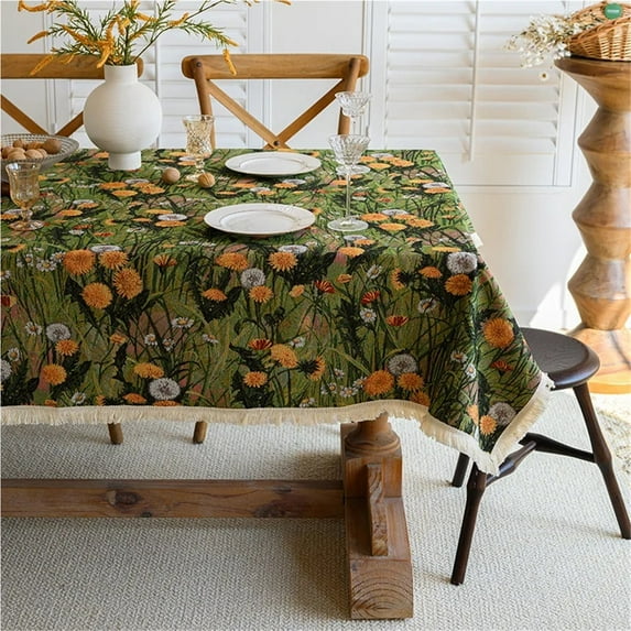 American Rustic Style Tablecloths Cotton Jacquard Table Cloths Plants ...