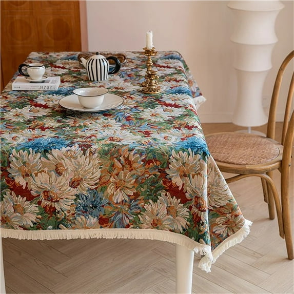 American Rustic Style Tablecloths Cotton Jacquard Table Cloths Plants ...