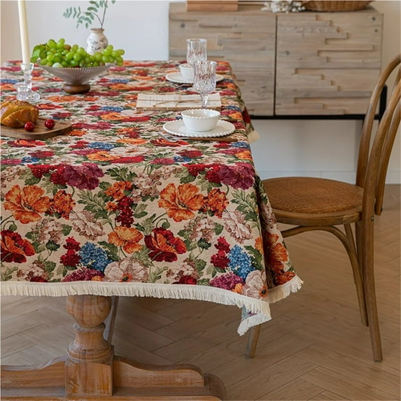 American Rustic Style Tablecloths Cotton Jacquard Table Cloths Plants ...