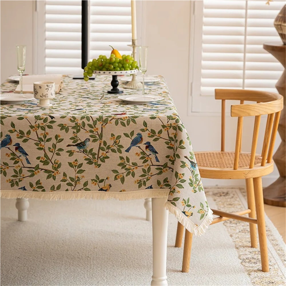 American Rustic Style Tablecloths Cotton Jacquard Table Cloths Plants ...