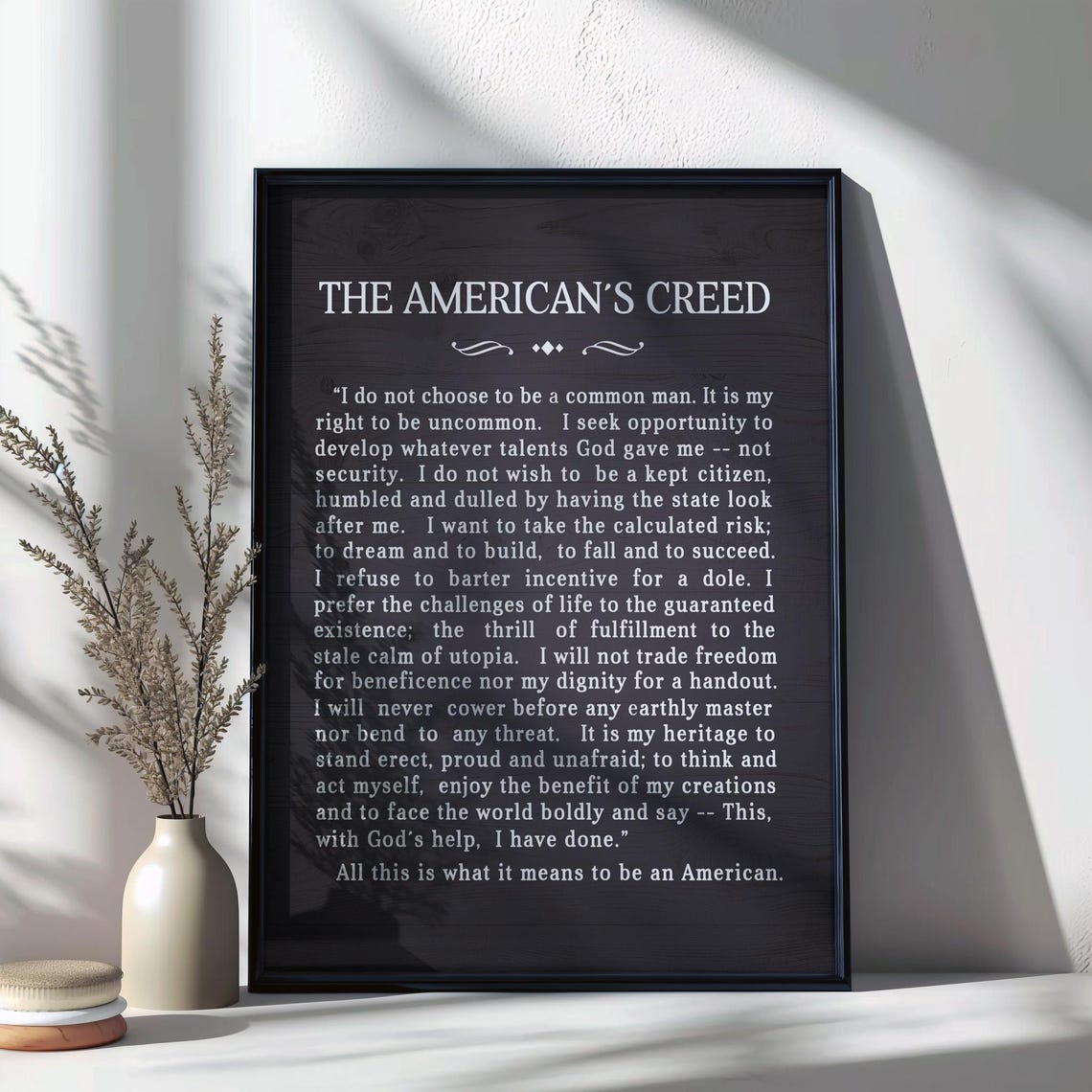 The American’S Creed Wall Art Patriotic Quote Print Freedom ...