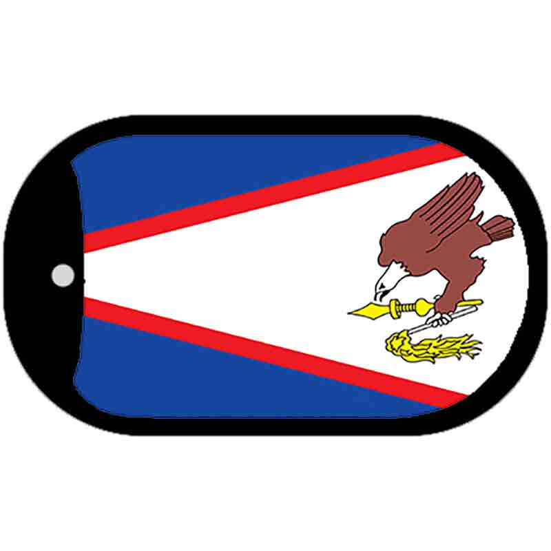 American Samoa Flag Scroll Metal Novelty Dog Tag Necklace DT-470 2" x 1 ...