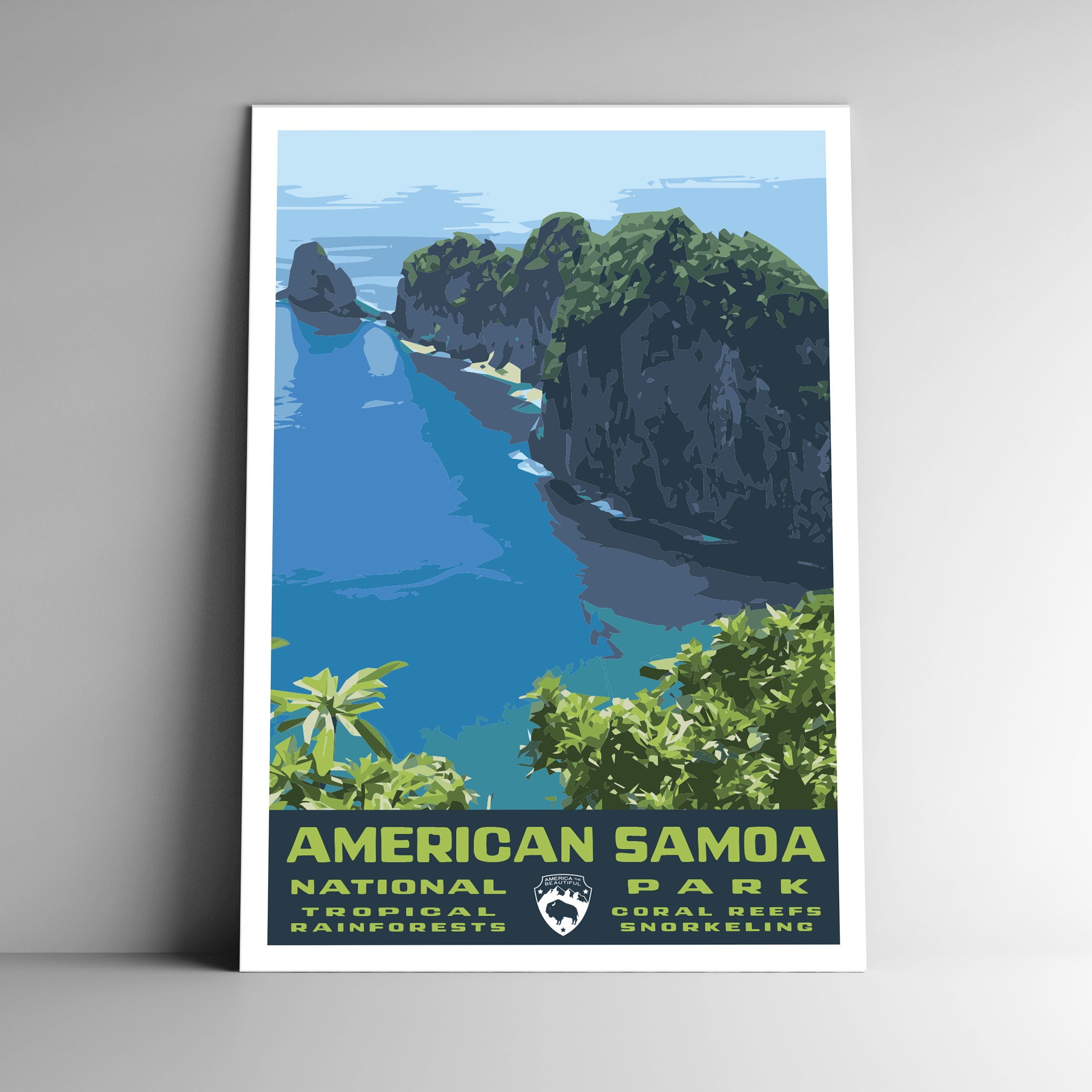 American Samoa National Park Vintage Travel Poster / Postcard WPA Style ...