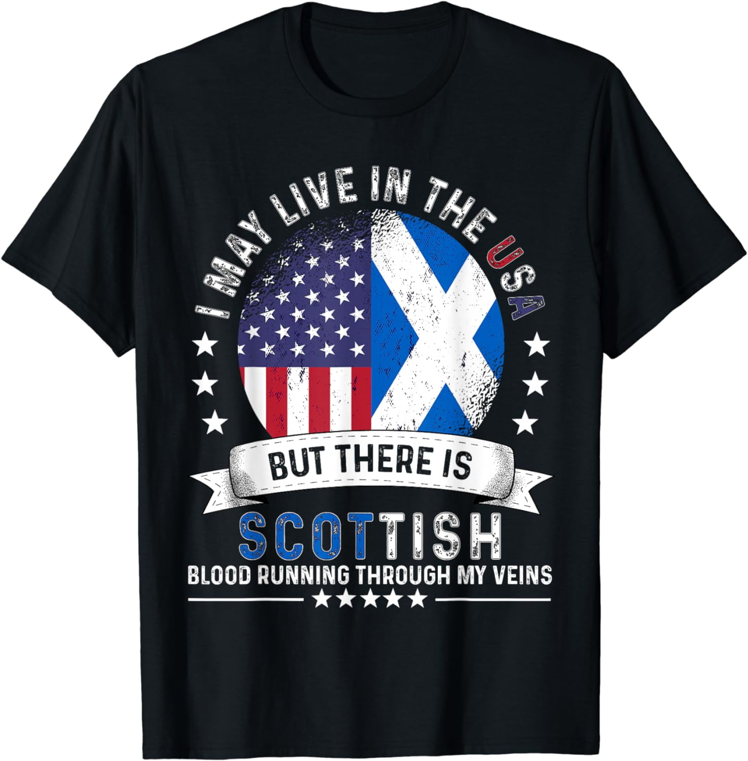 American Scottish Home in US Patriot American Scotland Flag Cotton T ...