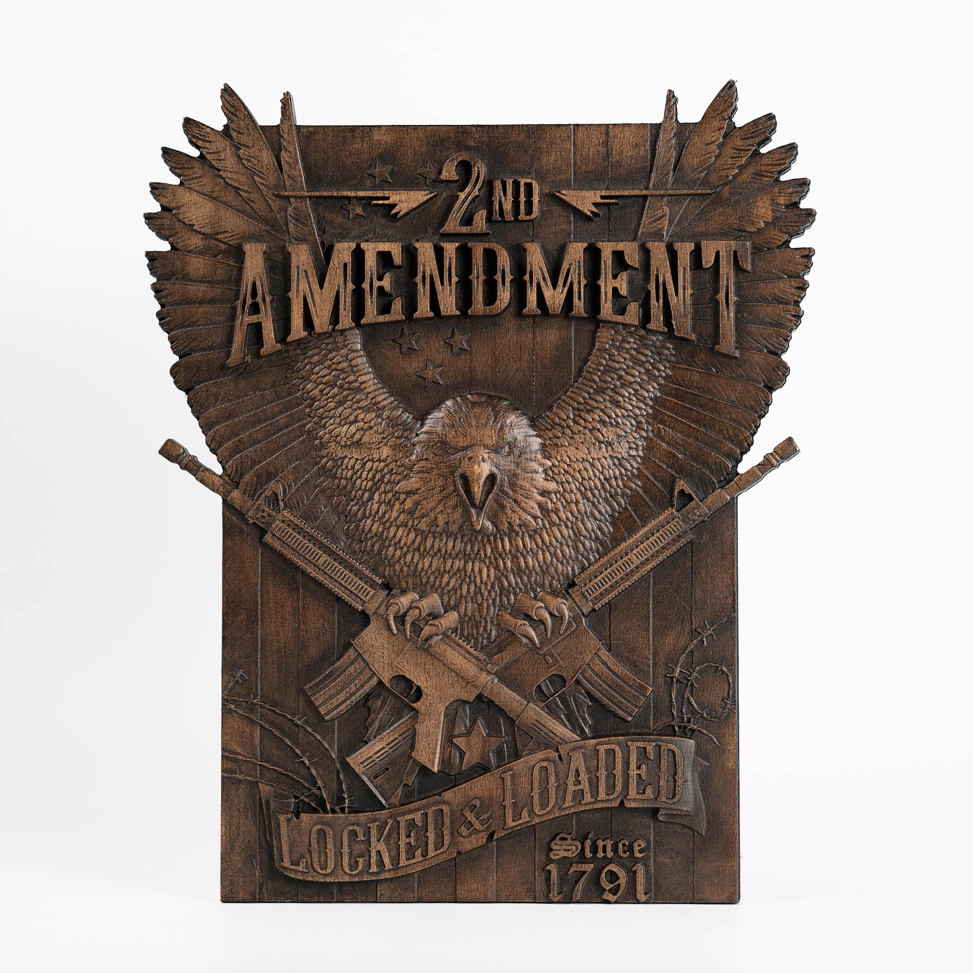 American Second Amendment Solid Wood Carved Hanging Wooden Decorative ...