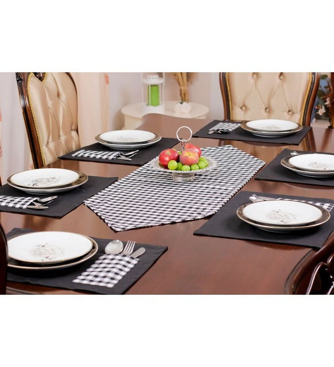 American Service Supla and Runner Set 12 Person Set Black Eco Pattern ...