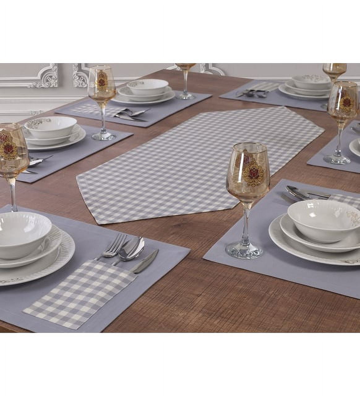 American Service Supla and Runner Set 12 Person Set Gray Ekose Pattern ...