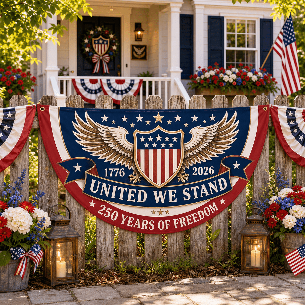 American Shield 250th Anniversary Semicircle Flag with Eagle Wings for ...
