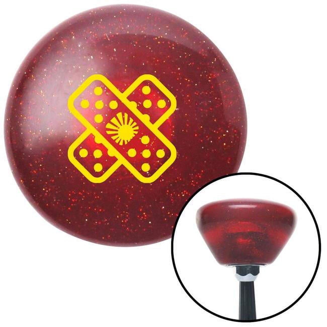 American Shifter Yellow JDM Band-Aid Red Retro Metal Flake Shift Knob ...