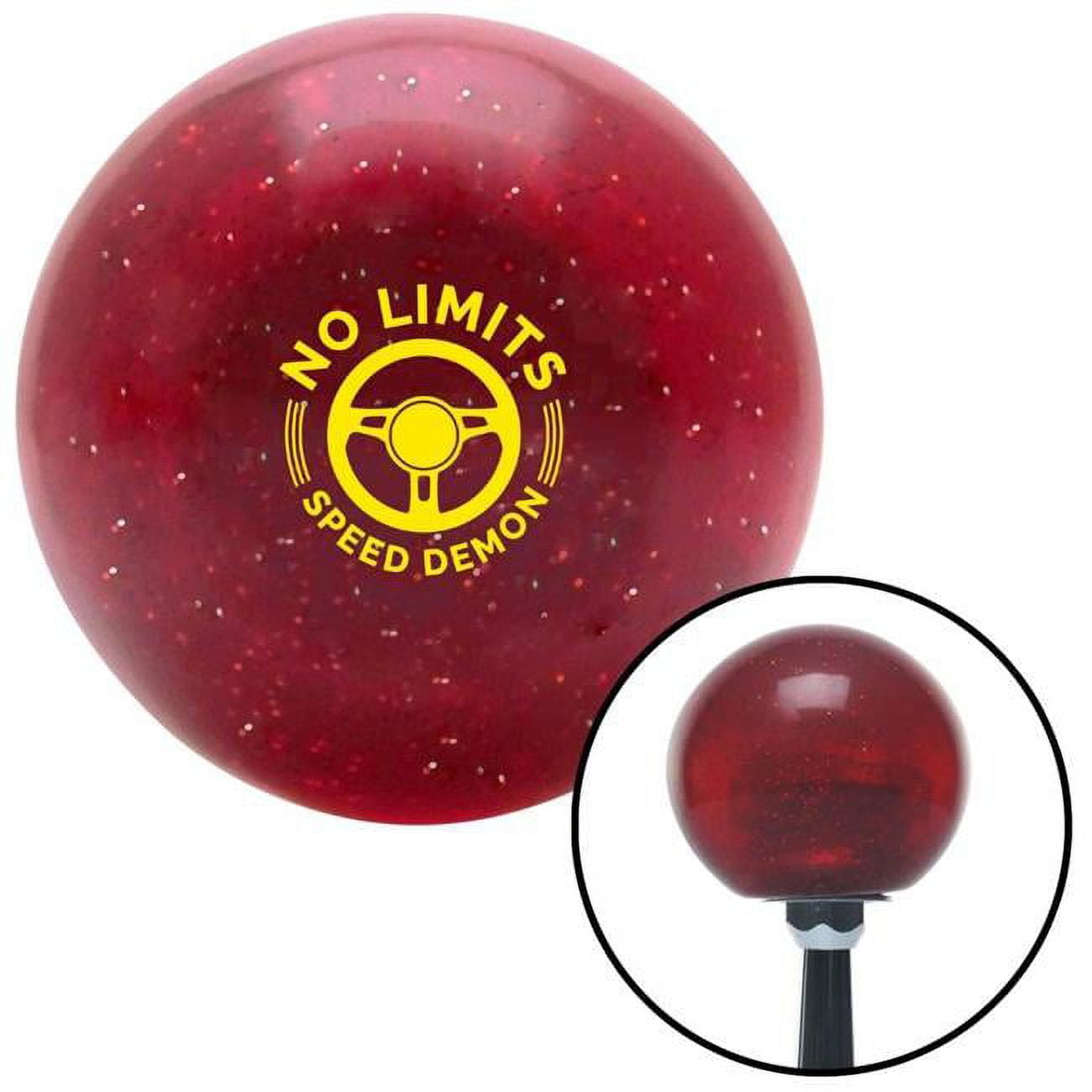 American Shifter 283030 Yellow No Limits Red Metal Flake Shift Knob ...