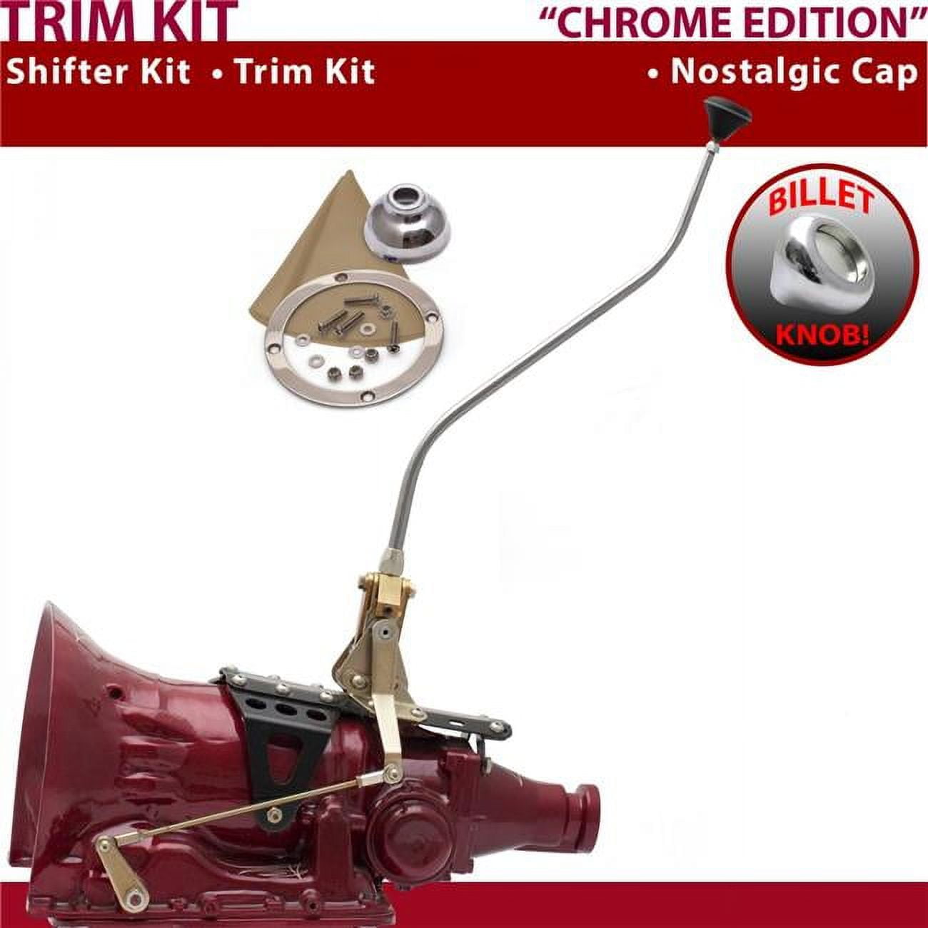 American Shifter 4L60E Shifter Kit Chrome 23 in. Swan Trim Kit Push ...