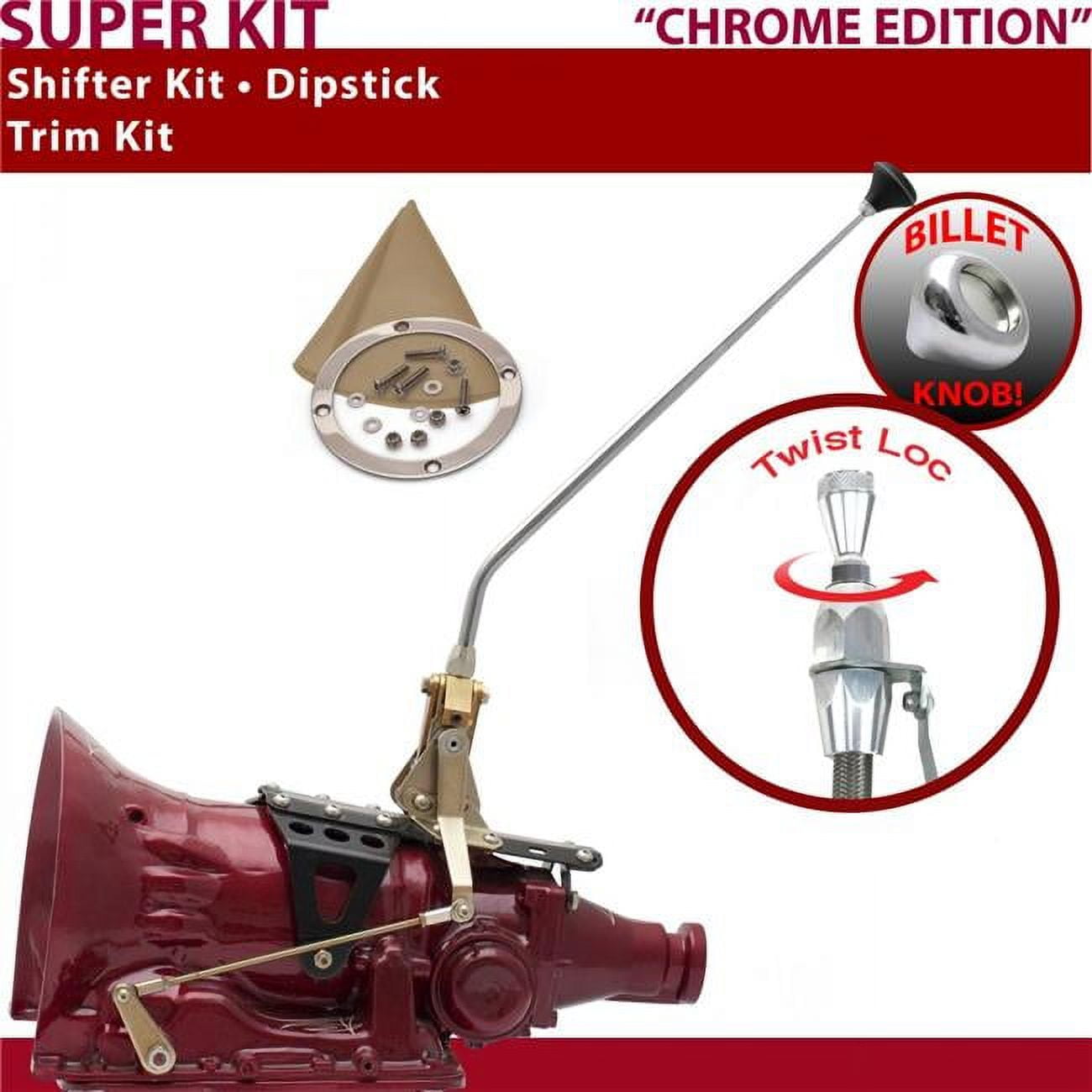American Shifter 518 Shifter Kit Chrome 16 in. Trim Kit Dipstick Push ...