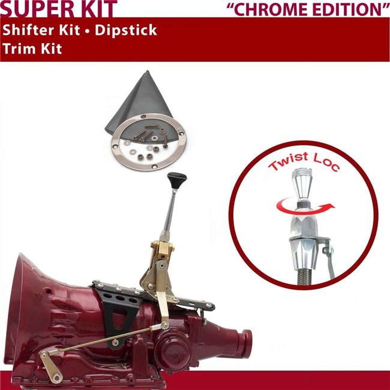 American Shifter 727 Shifter Kit 6 in. Trim Kit Dipstick Chrome Push ...