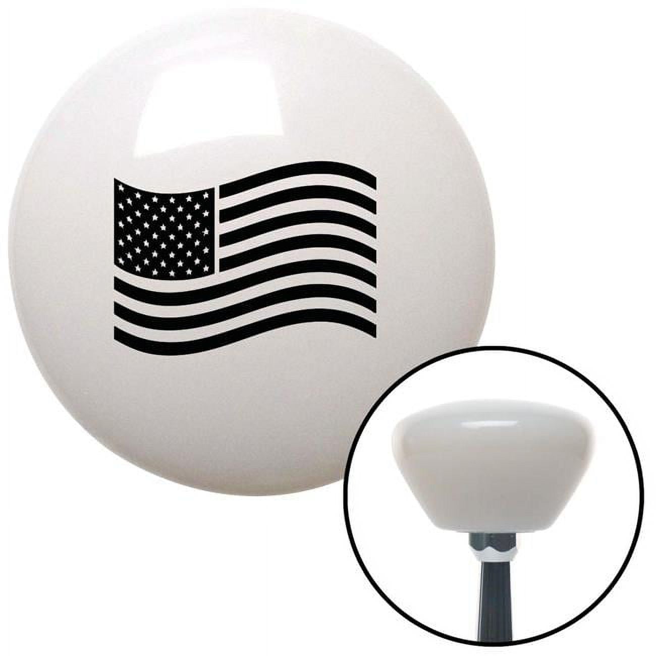 American Shifter Black American Flag Waving White Retro Shift Knob with M16 x 1.5 Insert Shifter ...