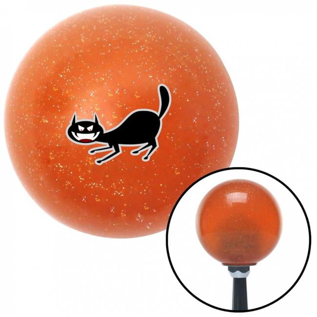 American Shifter 46179 Black Cat Scary 2 Orange Metal Flake Shift Knob ...
